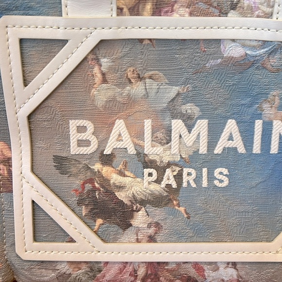 Balmain | Bags | Balmain B Army Small Tote Bag Sky Angel Print Cotton ...